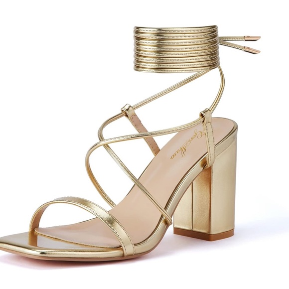 Shoes | Gold Wrap Heels | Poshmark